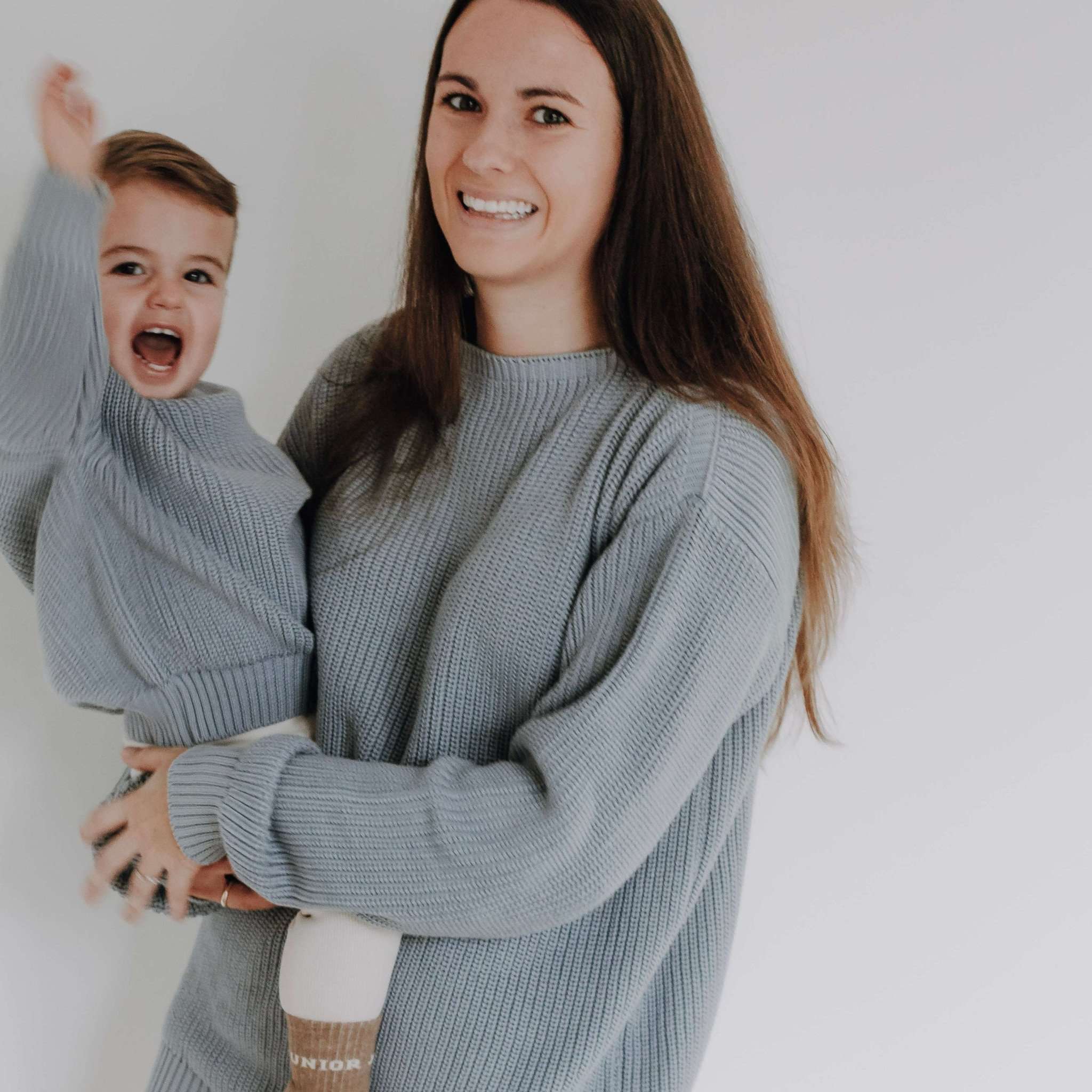 Organic Knit Pulli - MUM - Dusty Blue - SALE - OVERSIZE FIT – Cosy ...